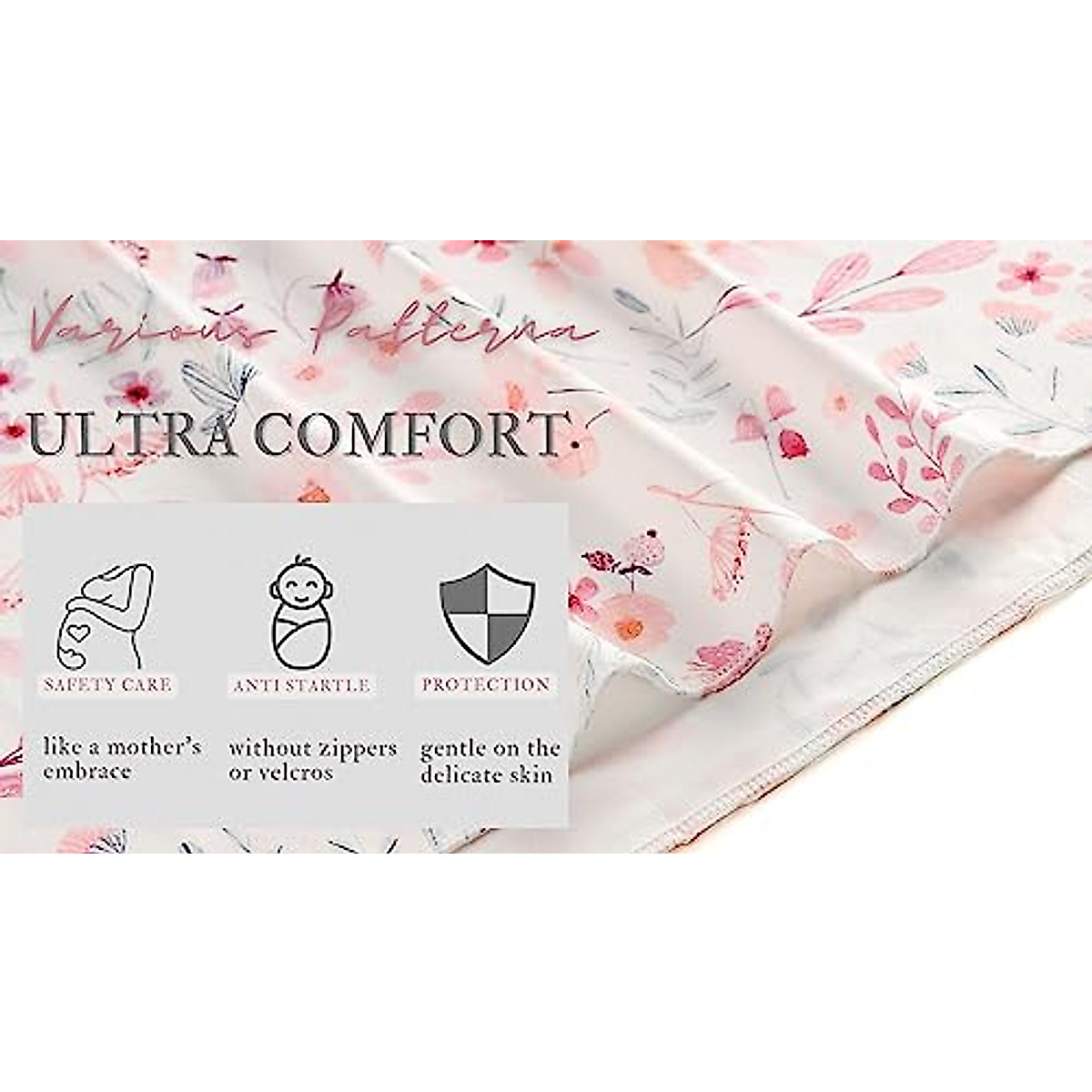 Terriboo Newborn Receiving Blanket and Headband Set Flower Print Baby Swaddle Wrap Floral (Pink 2)