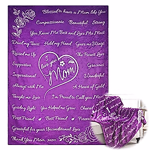 Aiishow Gifts Blanket for Mom Mother's Day, 59 inch x79 Cozy Flannel Throw Blankets, I Love You Print Women, Unique Mother from Daughter or Son, Birthday, Mothers Day (FBA-43AIS-US-ILYMQT-ZY)