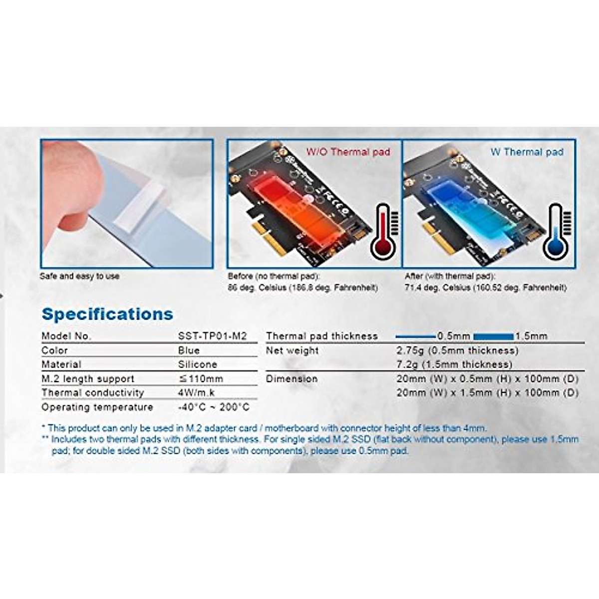 SilverStone SST-TP01-M2 - M.2 Thermal pad for M.2 SSD up to 110mm in length