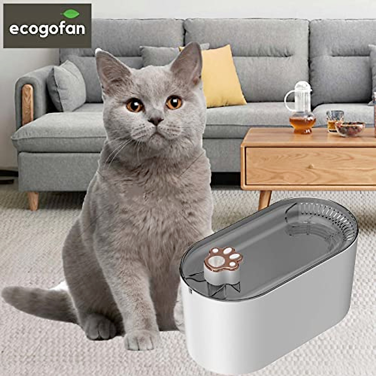 Dog Water Fountain, Whisper Quiet 101oz Cat Fountain Pet Water Fountain, Dog Drinking Bowl, Water Fountain for Cats Inside, Dog Water Dispenser with LED Light, w/ 1 Cat Waterer Filter