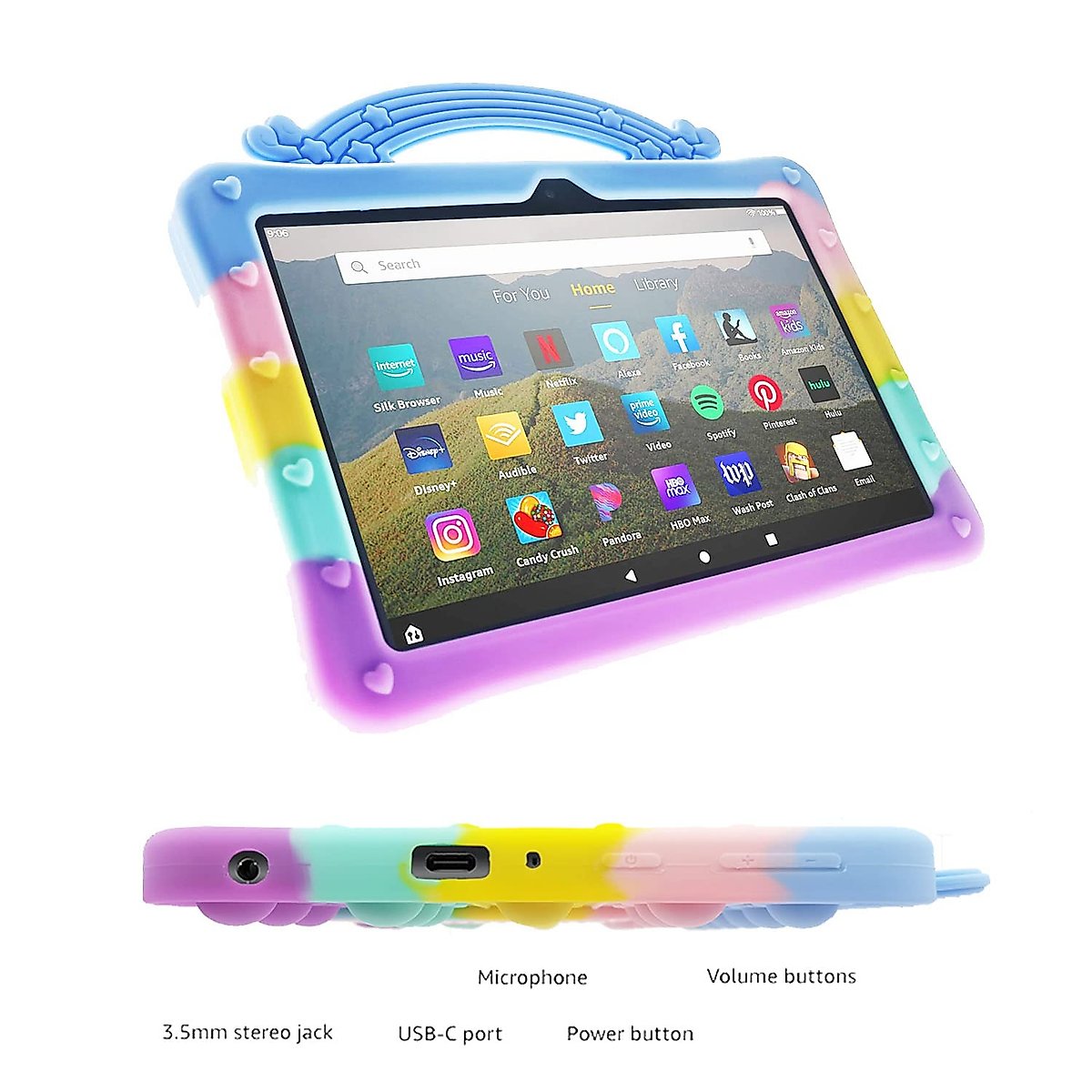 LUSTAM Pop it Case for All New Amazon Fire HD 8 and HD 8 Plus Tablet (8" 10 Generation, 2020 Release), Fidget Poppers Pop its Poppet Foldable Kickstand Silicone Handle Kids Friendly Protective Case