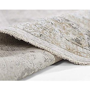 Momeni Cambridge Viscose and PES Traditional Indoor Area Rug, Taupe, 2'2" X 3'11"