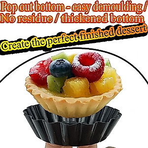 24Packs Egg Tart Molds Mini Tart Pans 3 Inch with Removable Botttom, Carbon Steel Fluted Muffin Cupcake Tin Mold Pan Round Nonstick 3'' Tart Pans for Pies, Quiches, Mousse Cakes, Dessert Baking