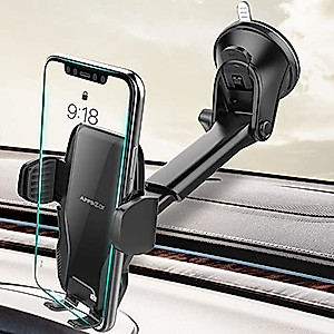 APPS2Car Car Phone Holder Mount, Universal Dashboard Windshield Phone Mount for Car, Sturdy Suction Cup Phone Holder with Strong Sticky Gel, Compatible with iPhone, Samsung and All 4-7 inch Phones