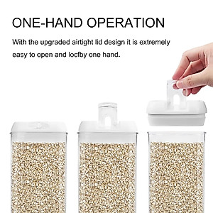AIYULONG Airtight Food Storage Container Set - 7 Piece Set Clear Plastic Containers with Easy Lock Lids, for Kitchen Pantry Organization and Storage, Include 24 Labels (White)