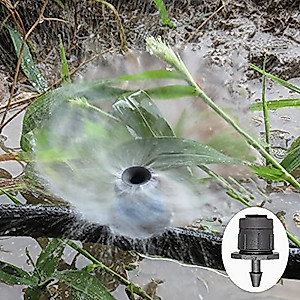 Juzizj 100 Pack Adjustable Irrigation Drippers 1/4 Inch Emitter Dripper 360 Degree Full Circle Pattern Water Flow Drip Emitter Micro Drip Irrigation Sprinklers for Home Garden Lawn(Black)