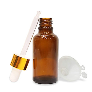 SHOPRYTHM Glass Amber bottle with golden dropper & Funnel (2 Pack, 1.69 Oz each)