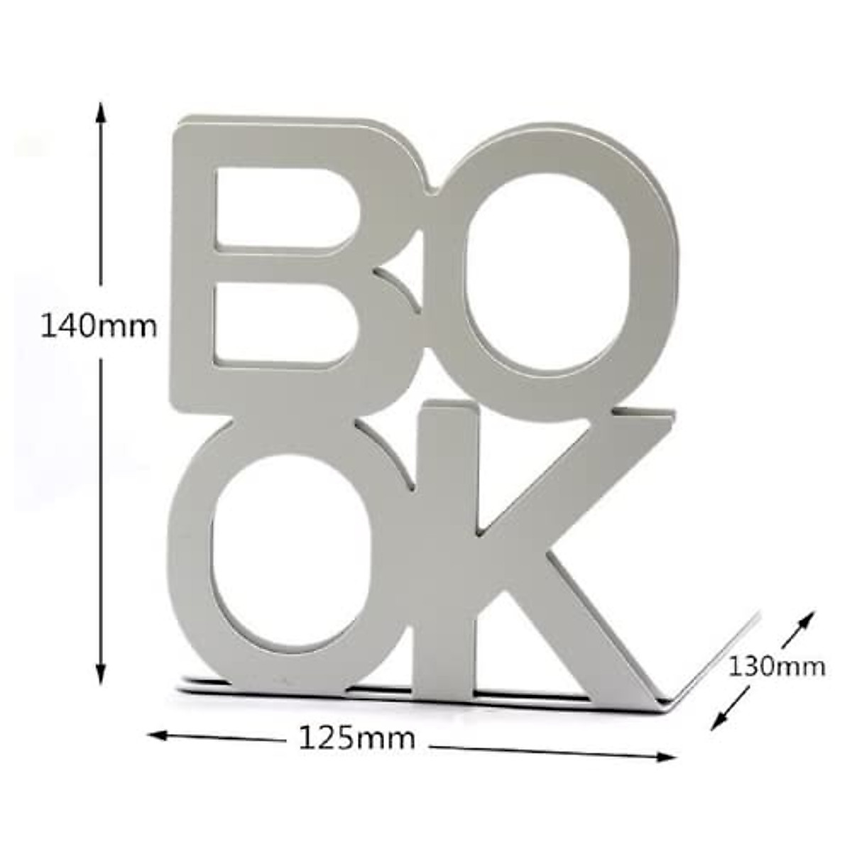 Ruoxian 1 Pair Bookends Book Ends Book Holder Nonskid Metal Book Shelves for Bookrack Desk Books Home Decorative (Book-White)