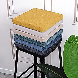 baibu 12x12 Inches Stool Cushion Square with Ties Set of 2, Non-Slip Bar Stool Cushion Square Seat Cushion with Machine Washable Cover - 2 Cushions Only (Beige, 12x12x1.5in)