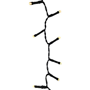 LED Twinkle Compact Lights 20Ft White w Green Strand Battery Operated 8 Function Remote Control