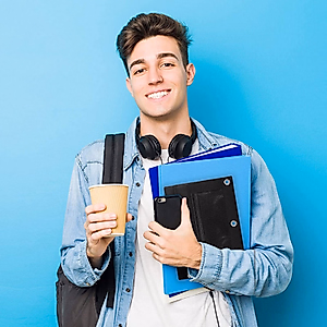 TOPWOOZU Pencil Pouch 3 Ring, Zipper Pencil Pouches Case Binder Cosmetic Bag Black 2 Pack