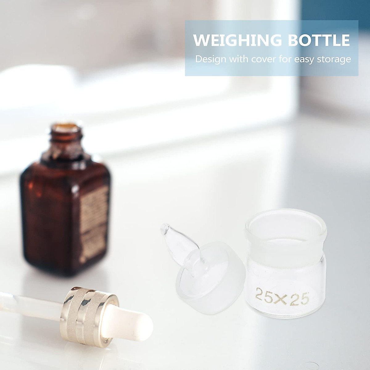 POPETPOP Laboratory Sampling Glass Weighing Bottle: 5pcs Clear Specific Gravity Bottles Equipment Laboratory Supply Weighing Holder Iwith Interchangeable Ground Stopper