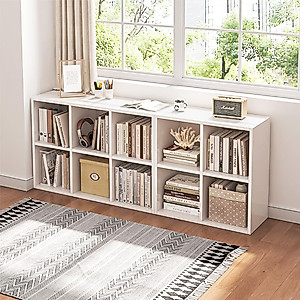 NELYE 6 Cube Organizer Bookcase - Fabric Storage Bins Container, Open Shelf Simple Compartments Bookshelf, White