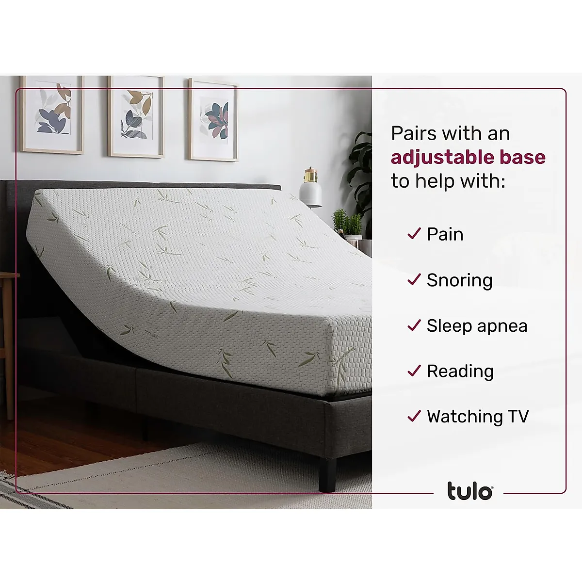 Tulo 10" Medium-Plush Memory Foam Bamboo Pressure Relief Mattress in a Box | King Size