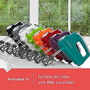 BLACK+DECKER MX600B Helix Performance Premium 5-Speed Hand Mixer, 5 Attachments + Case, Black