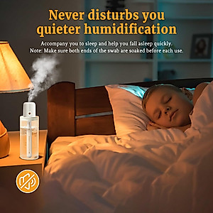 Mini Portable Humidifier, travel humidifier, Small USB Personal Humidifiers with Ultra Quiet, Optional Container, Tiny Travel Easy Use Humidifier for Plants, Car, Office, Hotel - White