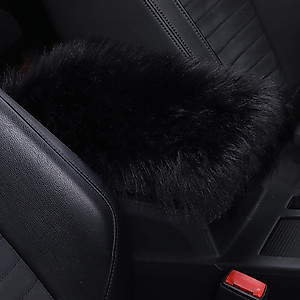 TOTMOX Center Console Cushion Pad Armrest Pad, Furry Armrest Cover, Car Interior Accessories, Blue