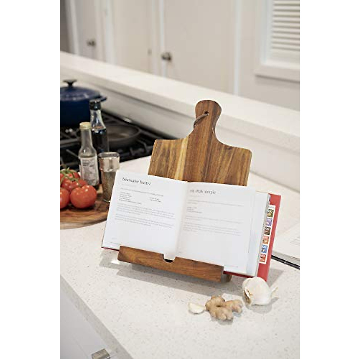 Twine Tablet Stand, Acacia Wood Tablet Holder, Cookbook Stand, Rustic Farmhouse Book Holder and Display, Acacia Wood, Set of 1