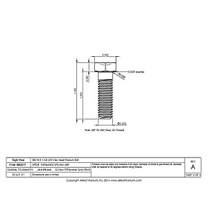 Allied Titanium 0004271, (Pack of 4) 3/8-16 X 1-1/4 UNC Titanium Hex Head Bolt, Grade 5 (Ti-6Al-4V)