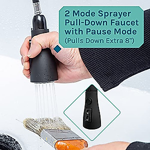 White Utility Sink by JS Jackson Supplies, Tehila Luxe Laundry Tub, Matte Black Pull-Down Faucet, Soap Dispenser