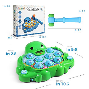 Doloowee Whack A Mole Game for Toddlers,Pounding Toy for Kids Ages 3-8 Years Boys and Girls,Early Developmental Toy,Interactive Educational Toys with Sound and Light,Soft Hammers (Green)