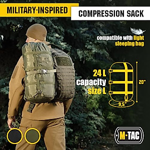 M-Tac Sleeping Bag Compression Stuff Sack Military Water Resistant Compression Bag Lightweight Nylon Compression Sack for Travel, Camping, Hiking, Outdoor (Olive, M - 12 liters)