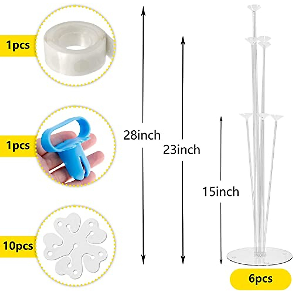 Balloon Stand, Balloon Stand Kit 28Inch Height, Table Balloon Stand 4 Set, for Wedding, Birthday, Baby Shower, Christmas, Parties Decoration (Not Include Balloons)