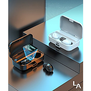 LAURRY F9 Pro True Wireless Earbuds Bluetooth Headphones with Wireless LED Digital Charging Case | Outstanding Details | Deep Bass for Sport (White)