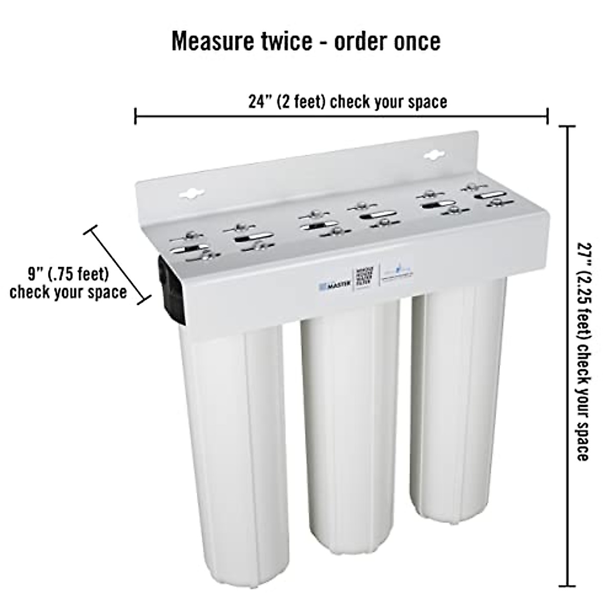 Home Master Whole House Three Stage Water Filtration System with Fine Sediment, Iron and Carbon, Blue