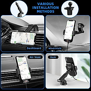 Magift Bluetooth FM Transmitter for Car - 3 in 1 Bluetooth Car Adapter with Phone Holder Supports QC3.0 Charging,Stronger Microphone & Enhanced FM Transmission are Built in Car Bluetooth Adapter