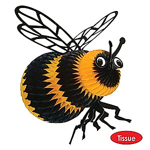 Beistle Spring Summer Party Tissue Paper Bumblebee Bee Hanging Decoration Baby Shower Party Supplies Gold/Black 8" x 10"