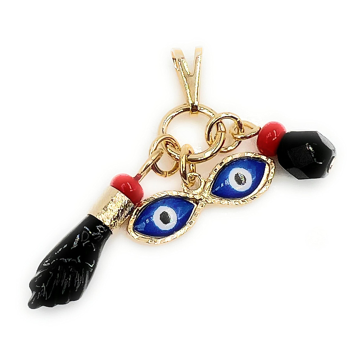 Gold Filled Azabache Pendant Prosperity & Good Fortune Evil Eye Protection Jewelry