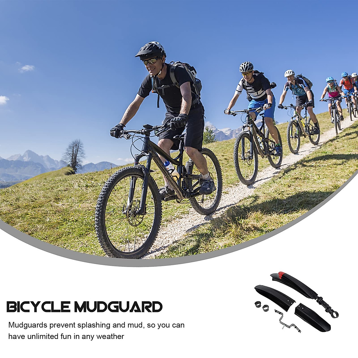 INOOMP Tire Mud Guards Bike with Light Front Rear Adjustable Mountain Bike for Road Bike Mountain Bike Mudguard