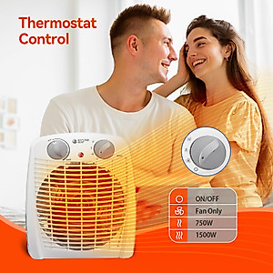 BEYOND HEAT Portable Space Heater, 1500W Small Fan Heater with Adjustable Thermostat Overheat Protection, Ideal for Desktop, Bedroom, Office