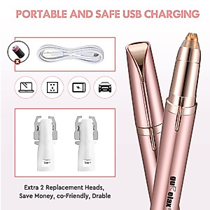 Gurelax Women's Electric Eyebrow Trimmer with Replacement Blades, Precision LED Light, Safe and Instant Painless Hair Remover
