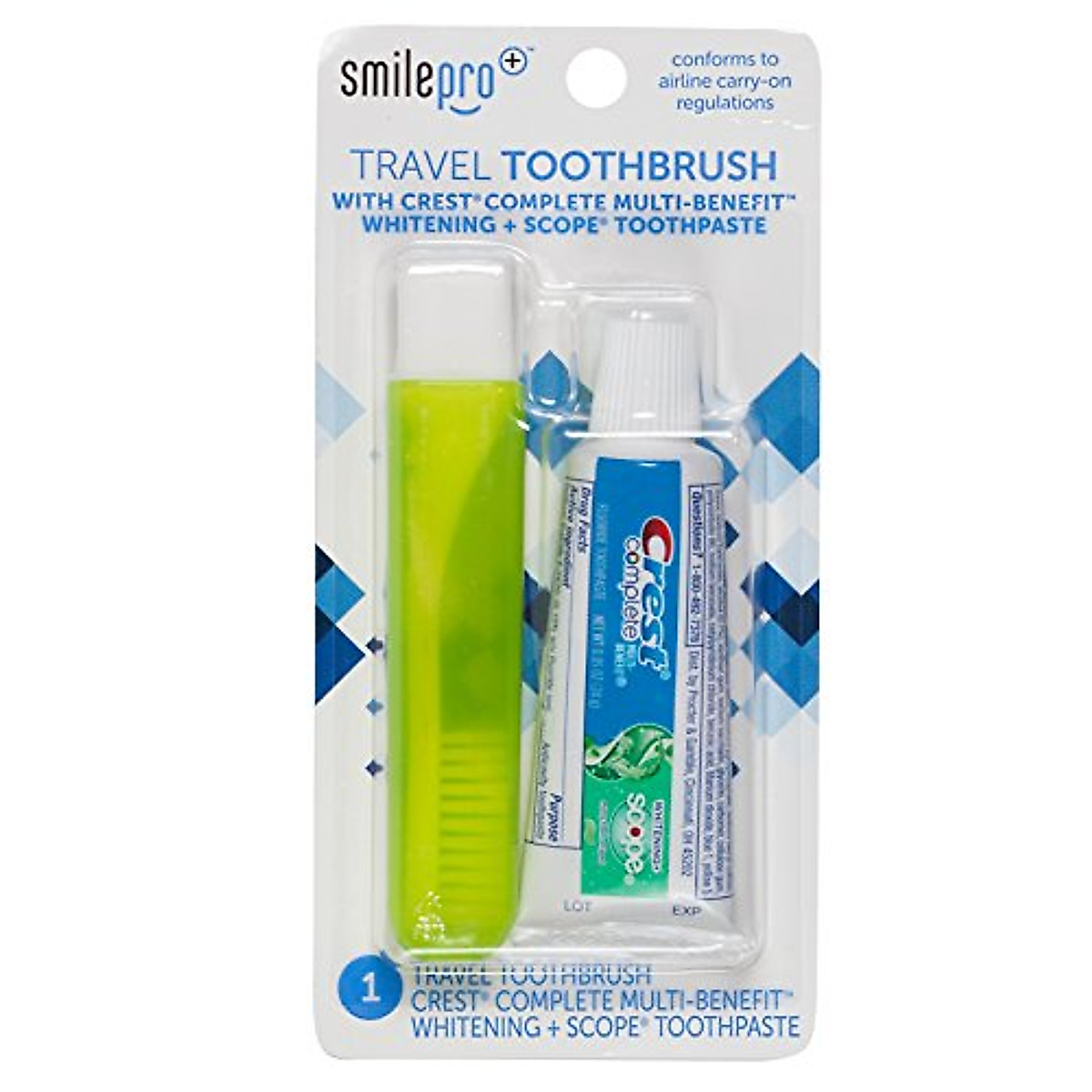 Dental Source Travel Toothbrush and Crest Toothpaste Kit, 3-pack