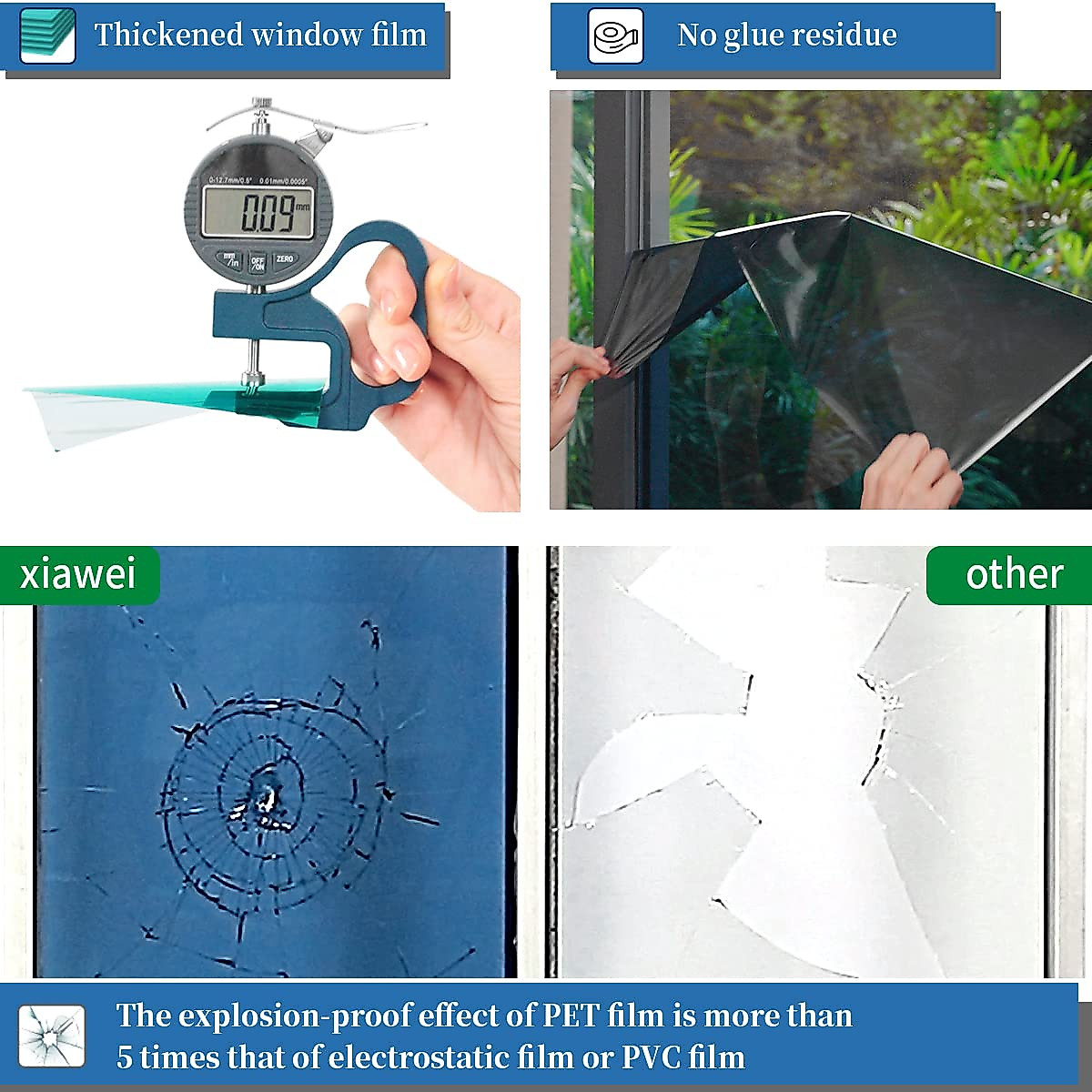 Heat control window film, window tint sun blocking blackout and UV protection, one-way privacy mirror reflective film,explosion-proof Premium PET material Cosmic Black, 17.5 Inch x 6.5 Feet