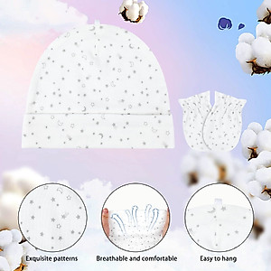 ONESING Baby Hats and Mittens Set Unisex Caps Beanie Mittens 0-6 Months Infant Hats Newborn Hats for Boys Girls, Grey, White