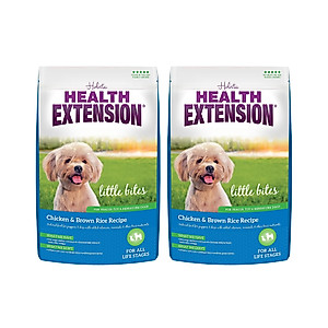 Health Extension Little Bites Chicken & Brown Rice Dry Dog Food (4 lb / 1.8 Kg) - Natural with Probiotics and Superfoods for Teacup, Toy & Small Breeds (Pack of 2)