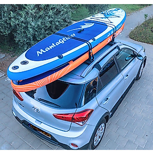 2 PCS/Set Self-Inflating Soft Roof Rack Pads, Universal Car Soft Roof Rack Pads for Kayaks/Surfboard/Paddleboard/SUP/Snowboard, with 2 Tie Down Straps