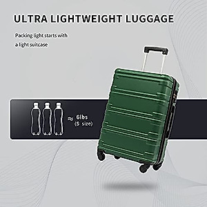 Merax Unisex-Adult (Novelty and Luggage Spinner Expandable Hardshell Lightweight Abs Suitcase 20”24”28”, 3 Pcs Set-Green, One_Size