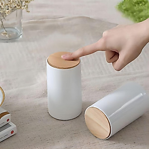 Pop-Up Qtip Holder for Cotton Swabs Qtip Dispenser Bathroom Organizer Bathroom Decor, Cotton Swab Toothpick Holder（2 Pack）