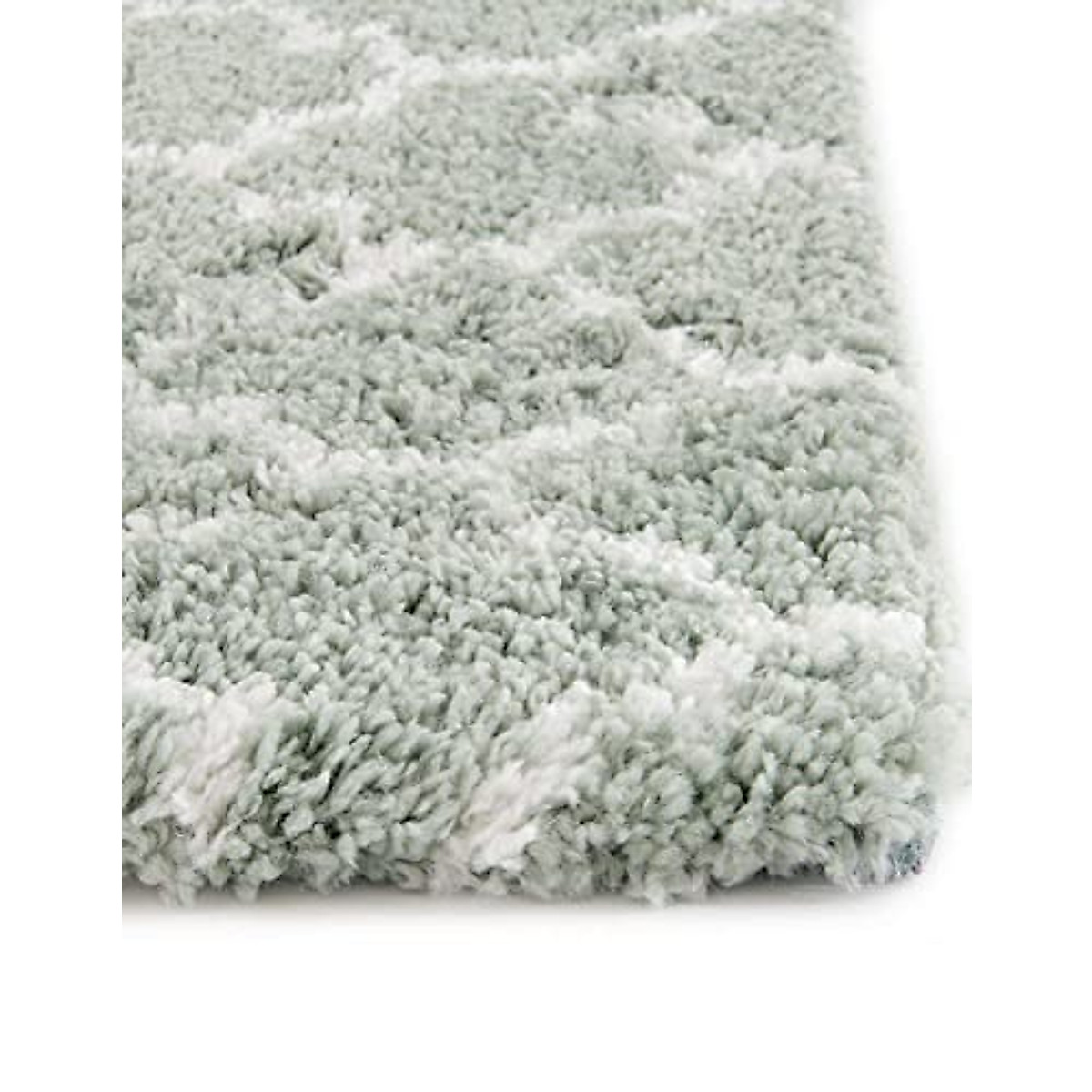 Unique Loom Rabat Shag Collection Area Rug - Marble (9' 10" x 14' 1" Rectangle, White Cyan/Ivory)