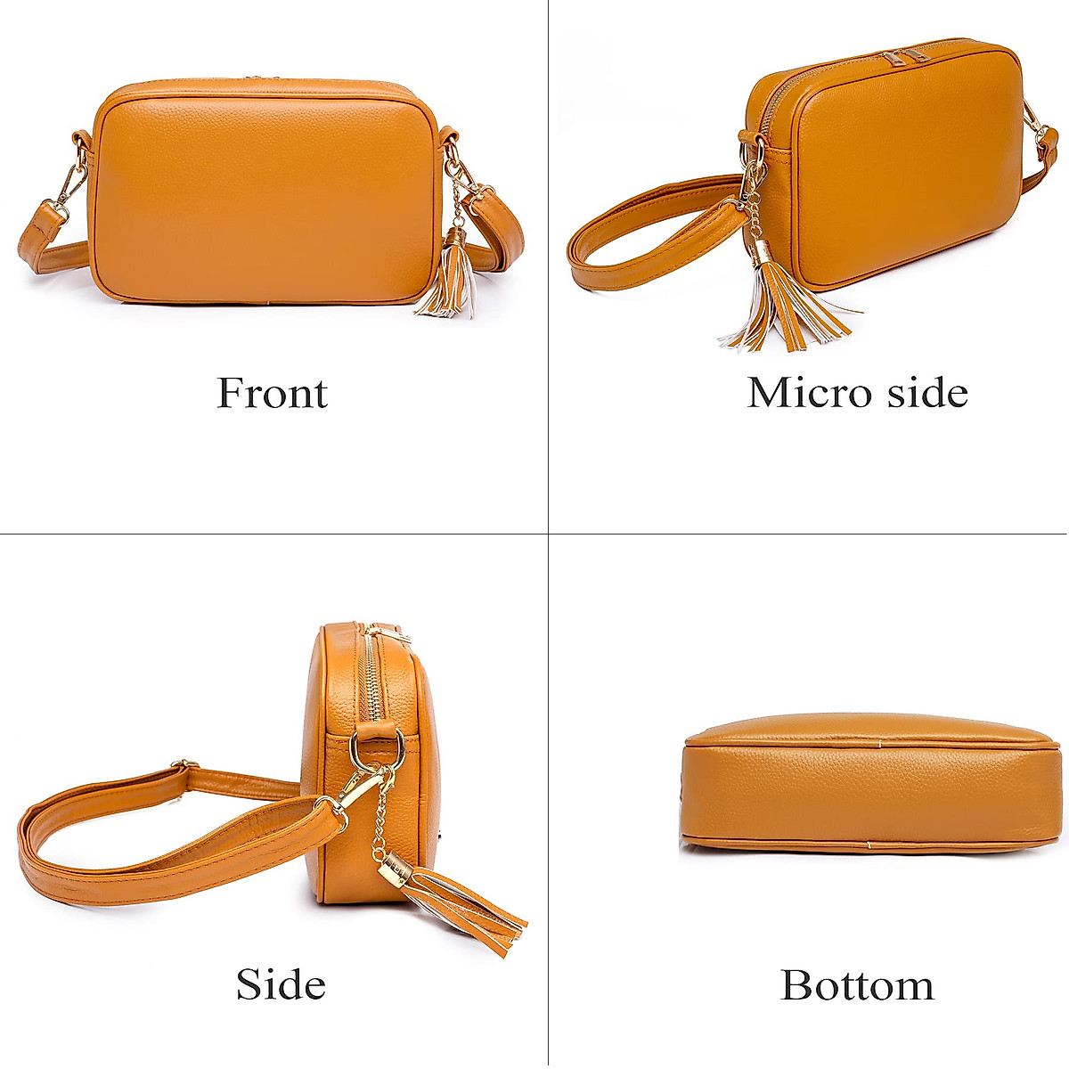 DIVCIDLC Women Camera Bag Purse, Convertable Crossbody Bags, Guitar Strap Shoulder Purse with Tassel, Turmeric