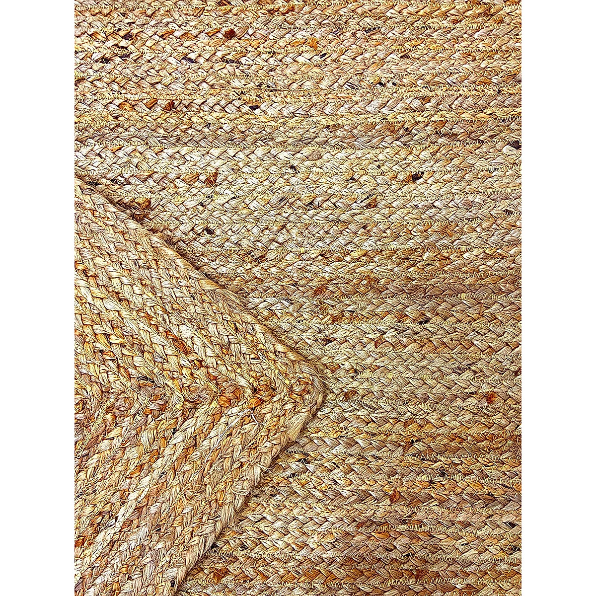 KEMA 3X5 Feet Handwoven Jute Braided Area Rug, Natural Yarn - Rustic Vintage Braided Reversible Rectangular Rug- Eco Friendly Rugs for Bedroom, Kitchen, Living Room, Farmhouse