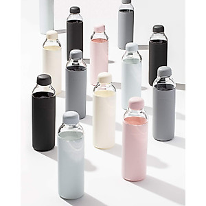 W&P Porter Glass Water Bottle w/ Protective Silicone Sleeve | Terazzo Cream 20 Ounces | On-the-Go | Reusable Bottle for Coffee, Tea and Water | Portable