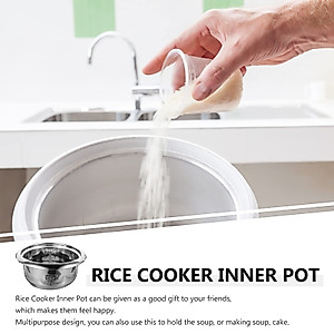 Hemoton Rice Cooker Inner Pot Non Stick Stainless Steel Rice Cooker Liner Rice Cooking Container Rice Cooker Insert Rice Maker Accessories for Rice Maker Cooker