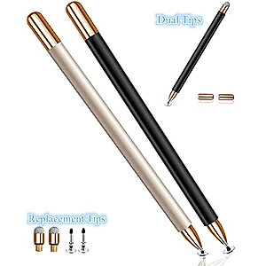 Styluslink(TM) High-Sensitivity Universal Touch Screen Disc Stylus Pen Compatitble with All iPad/iPad Air/iPad Mini/Pad Pro/All Samsung Tablets, Ceppphones and Laptop(2Pcs+4nibs)