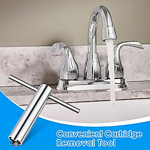 Feekoon Cartridge Retainer Removal Tool with Handle Compatible with Moen 14272, Easy to Push and Pull Rebuild Cartridge Puller Replacement for 1224, 1234, 1248 Faucet Bathtub Replacement Part (Silver)