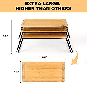 Bamboo 3 Tier Serving Tray with Iron Frame, Dessert Table Display Set and Cupcake Stand for Party, Rectangular Serving Tray Bamboo Farmhouse Layer Tray, Party Serving Decoration Tray